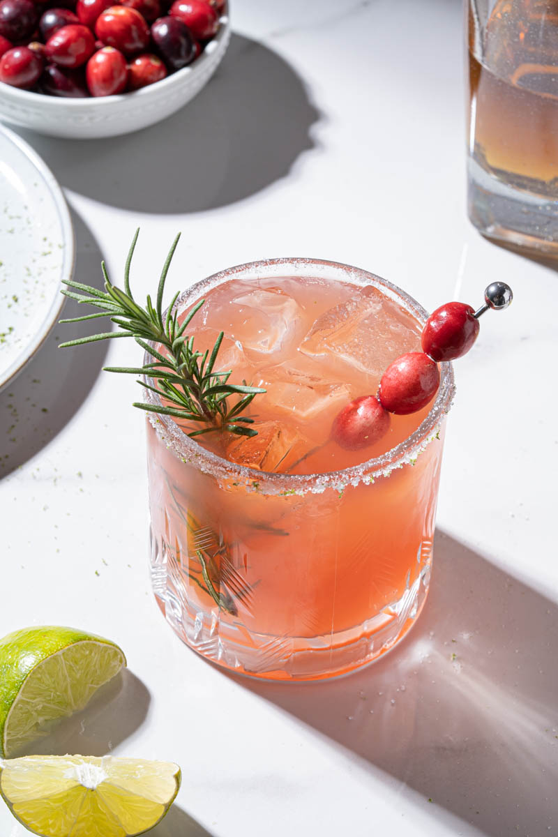 Mistletoe Margarita with Cranberry and Spiced Tequila - The Boozy Ginger