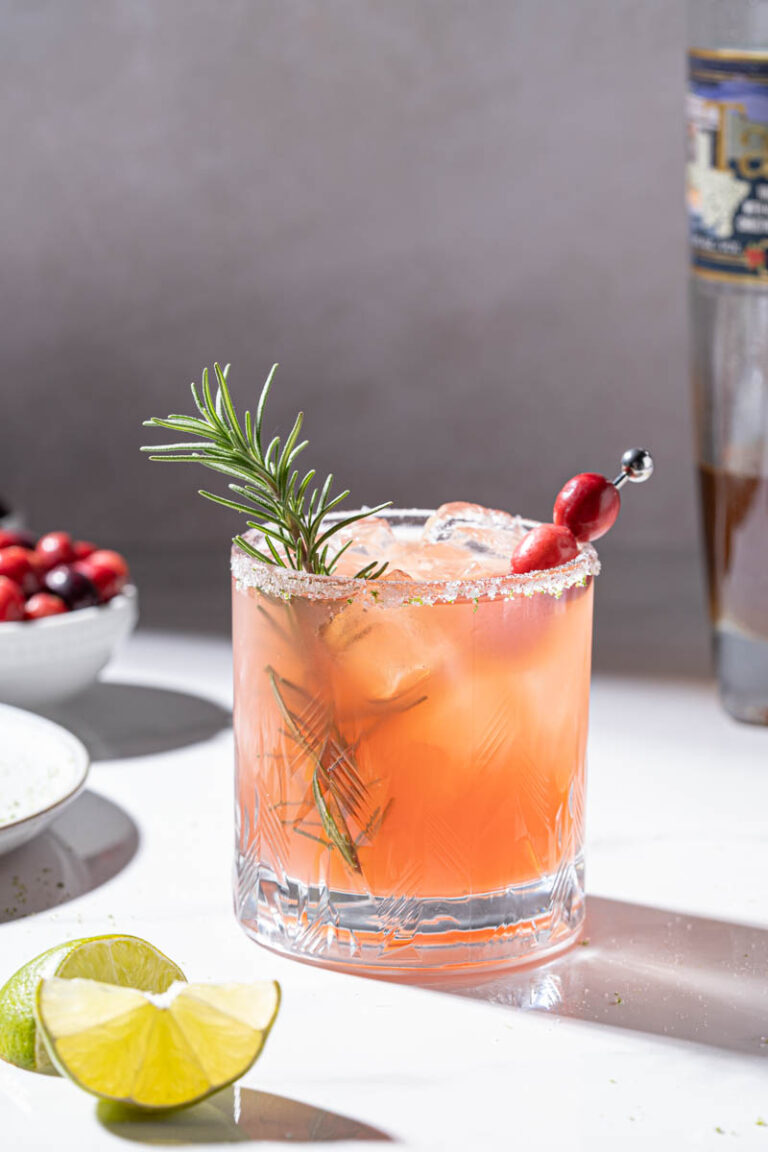 Mistletoe Margarita with Cranberry and Spiced Tequila - The Boozy Ginger