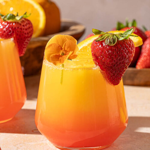 Strawberry Sunrise Mimosa - The Boozy Ginger